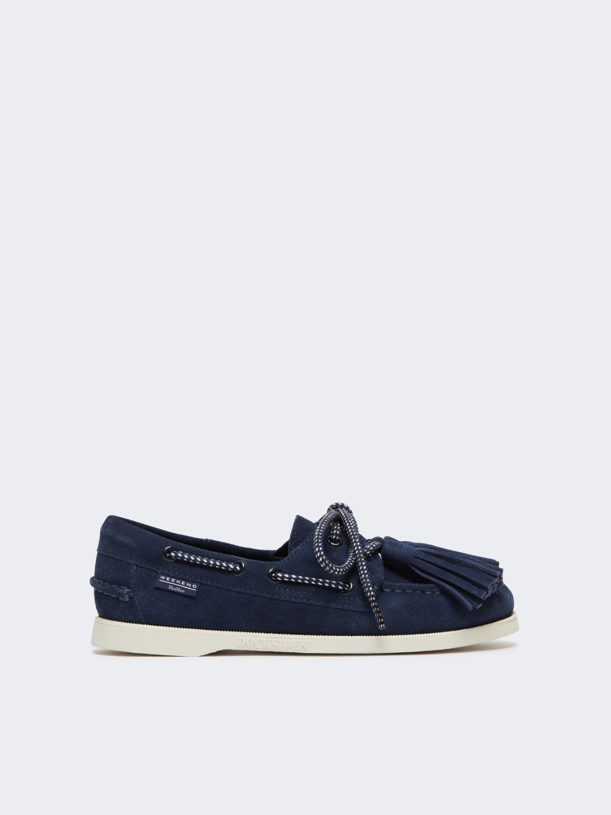 Split leather boat moccasins, cornflower blue | Weekend Max Mara